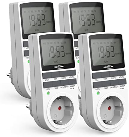 ANSMANN Programmateur Prise électrique AES4 (Lot de 4) – Minuteur Prise électrique à économie d ...