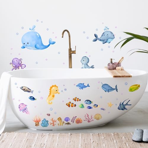 Amazon.com: Supzone Ocean Creatures Wall Decals Under The Sea Marine ...