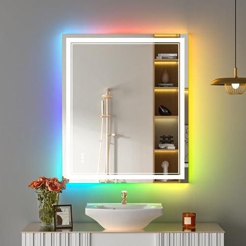 Amazon.com: ISTRIPMF 55x36 Inch RGB LED Bathroom Mirror with Lights ...