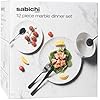 Sabichi Marble 12pc Grey & White Porcelain Dinner Set - Microwave ...