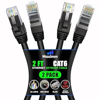 Amazon.com: Maximm Cat 6 Ethernet Cable 2 ft (2-Pack) - High-Speed LAN Cable, Internet Cable ...