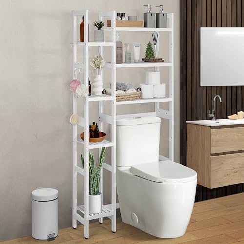 Amazon.com: CAPHAUS Bamboo Over The Toilet Storage, Behind Toilet ...