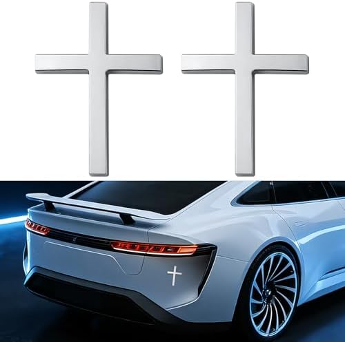 Amazon.com: 2 Pcs 3D Metal Cross Car Sticker,Self Adhesive Jesus ...