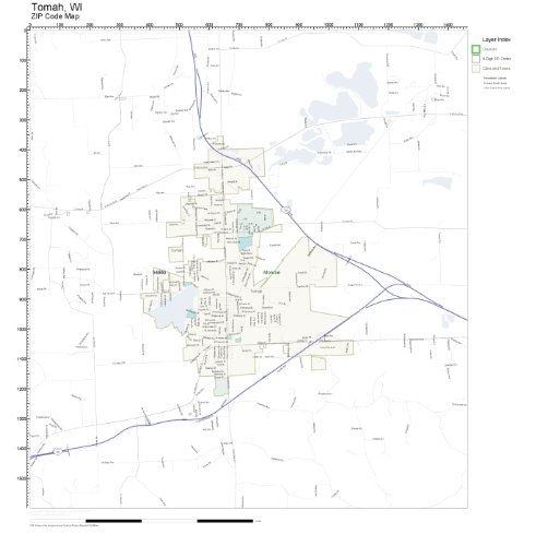 ZIP Code Wall Map of Tomah, WI ZIP Code Map Laminated: Amazon.com ...