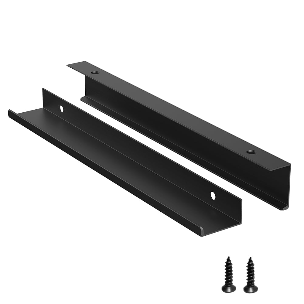 Precisluck 5 Pack Edge Black Hidden Drawer Door Cabinet Handle Aluminum ...