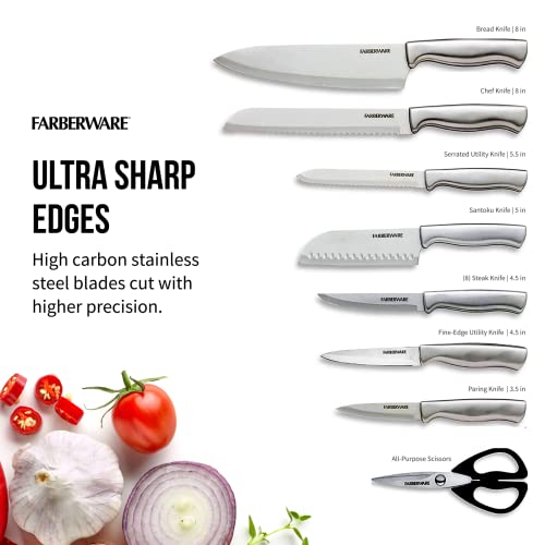 😍 Farberware Edgekeeper 16-Piece Stainless Steel Knife Block Set with ...