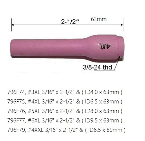 RIVERWELD TIG Gas Lens 45V0204S 45V42 Alumina Nozzle Cups 796F70 3 ...