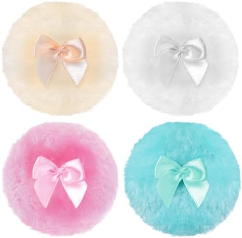 Amazon.com: Wanmu 4 Large Fluffy Powder Puff, 3.5 Inch Super Soft Bow ...