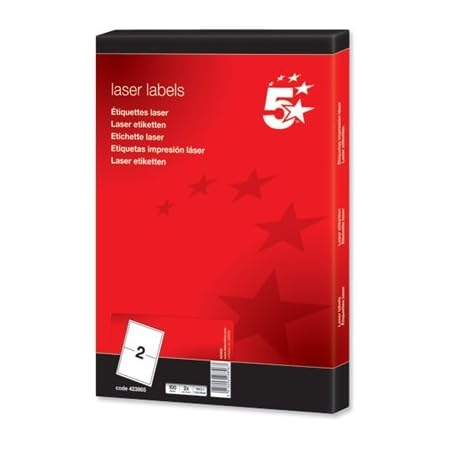 5 Star 423865 Addressing Labels Laser 2 per Sheet 199.6x143.5mm White ...