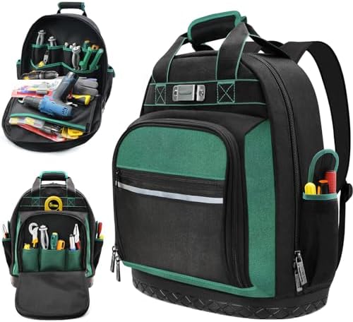 Electrician Tool Backpack, Tool backpack for Men, Construction Tool Bag Backpack Heavy Duty with ...