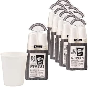 Amazon | ペーパーカップ 7oz 205ml 【1000個(100個×10パック）ふだん使い 紙コップ 白ムジ ホワイト [安全品質] サンナップ製ディスペンサー対応(CD-7DB ...