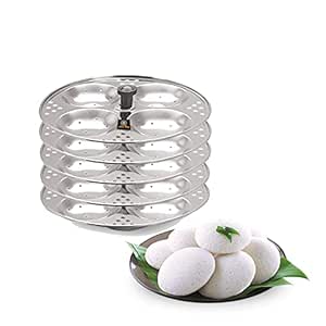 MAA CREATIONS 5 Plates Stainless Steel Heavy Quality Idli Stand for 5 ...