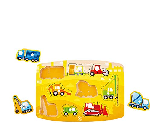 Hape Construction Peg Puzzle| 10 Piece Wooden Peg Jigsaw Puzzle Game ...