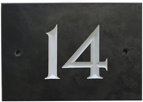 The House Nameplate Company Slate House Number, Charcoal Grey,Number 14 ...
