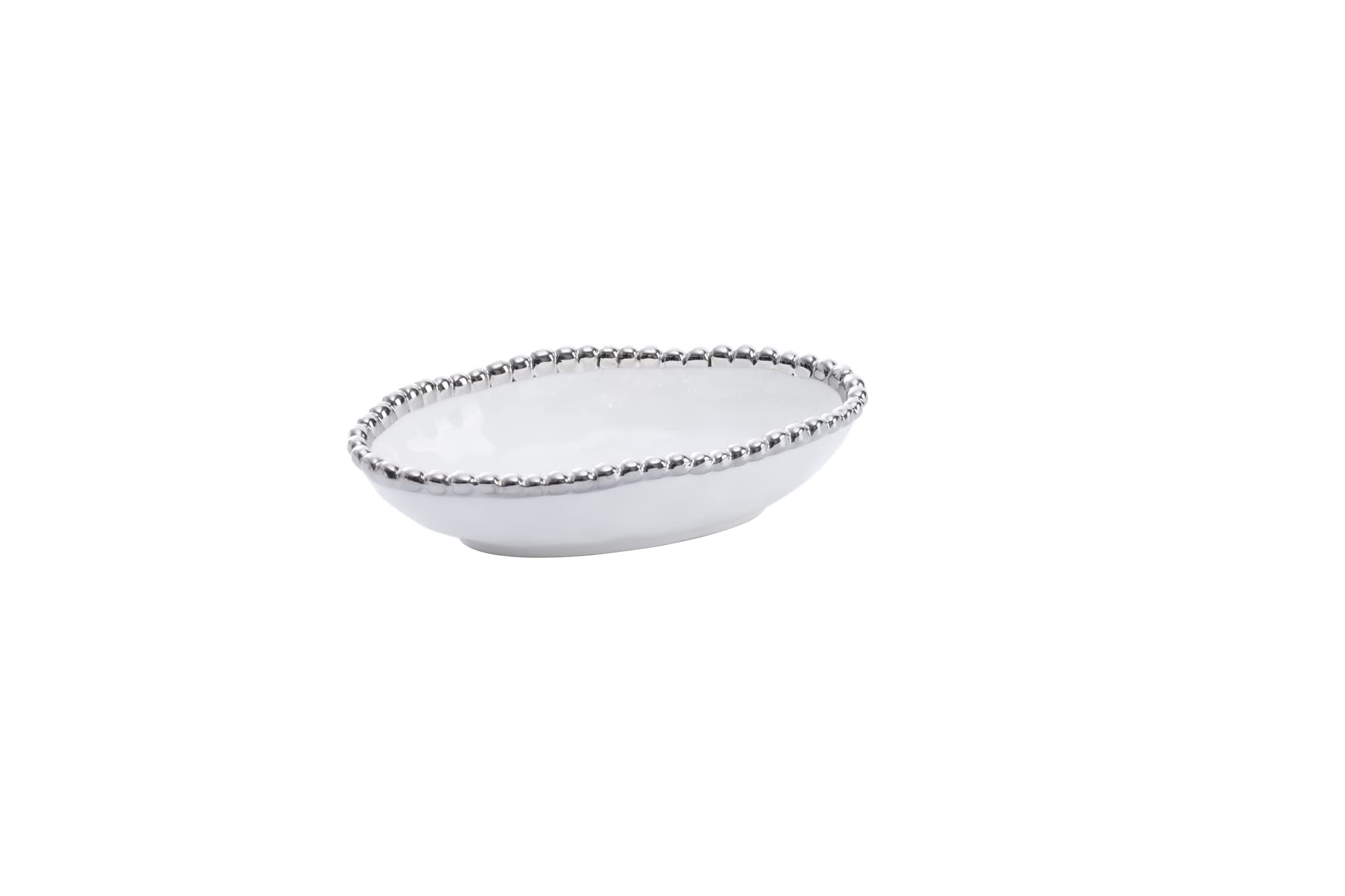 Amazon.com | Pampa Bay Salerno Long Condiment Bowl, White/Silver (CER ...