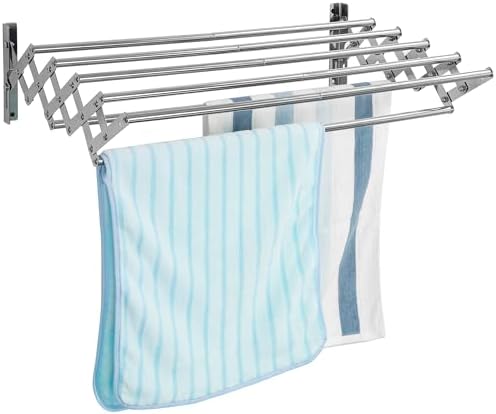 LANDBEAUTY Wall Mounted Clothes Drying Racks Accordion Retractable ...
