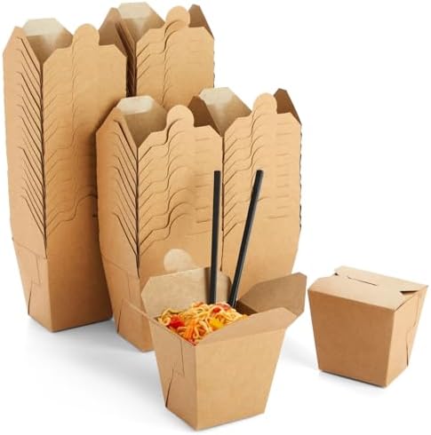 Amazon.com: 100% Recyclable 16oz White Chinese Take Out Boxes 50pk ...