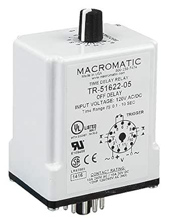 Amazon.com: Macromatic Time Delay Relay, 120VAC/DC Coil Volts, 10A ...