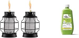 Amazon.com : TIKI Black Metal Table Torch Lantern 2-Pack, 32 oz Clean ...
