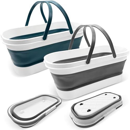 Amazon.com: Zmpkhba 2 Pack Collapsible Plastic Bucket, Large Foldable ...