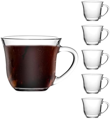 Amazon.com | 6 Sets 24 oz Large Glass Coffee Mugs with Spoons Clear ...