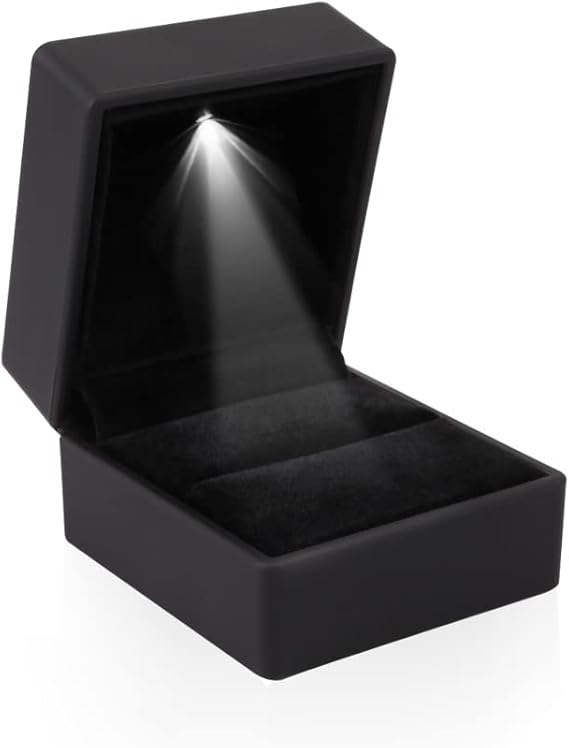 Amazon.com: iSuperb® Ring Box Black Jewelry Case Organizer with LED ...