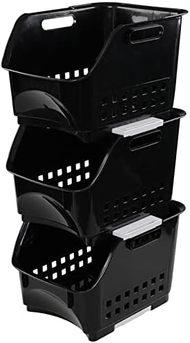 Amazon.com: Julyeen 4 Pack White Large Plastic Stackable Storage Bins ...
