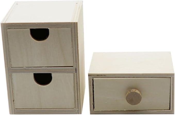 Amazon.com: EXCEART Unpainted Small Wooden Drawer Box 2 Layers Diy ...