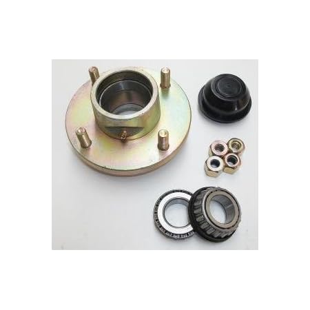 AB Tools Pair Of Trailer Cast Wheel Hub 4" PCD 1" Taper Bearing 4 Stud ...