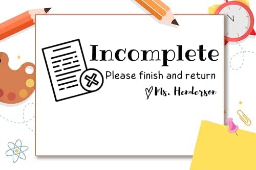 Amazon.com: Incomplete Work Self-Inking, Wood Handle Teacher Stamp ...