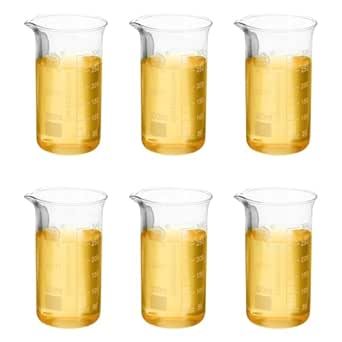 PATIKIL 300ml Tall Glass Beaker, 6Pcs 3.3 Borosilicate Glass Beakers ...