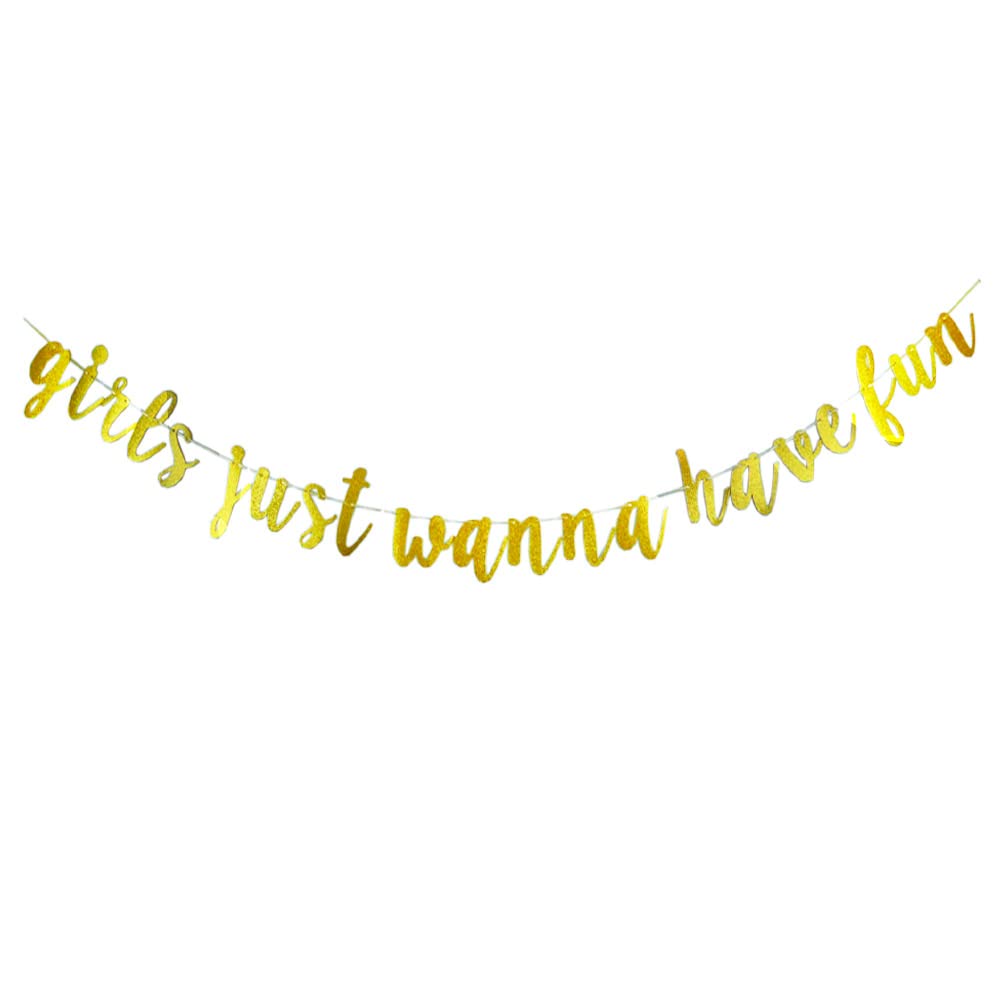 Amazon.com: Generic Girls Just Wanna Have Fun Banner, Gold, 5.35 Inches ...