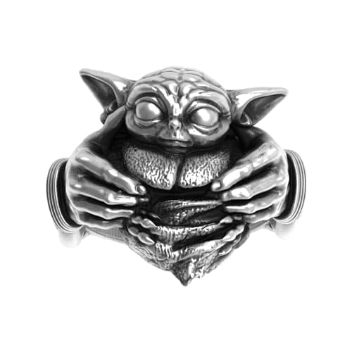 Amazon.com: Mandalorian & Baby Yoda Grogu Hand Ring - 925 Sterling ...