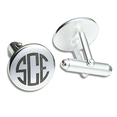 Amazon.com: Personalized Initial Cufflinks in Sterling Silver ...