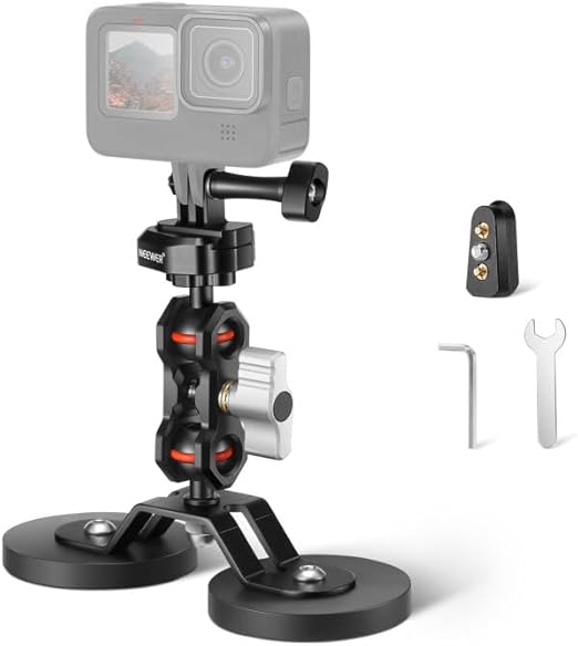 Amazon.com : NEEWER Magnetic Action Camera Mount with Dual 1/4" Ball ...