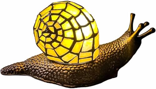 Bieye L10943 Land Snail Tiffany Style Stained Glass Accent Table Lamp ...