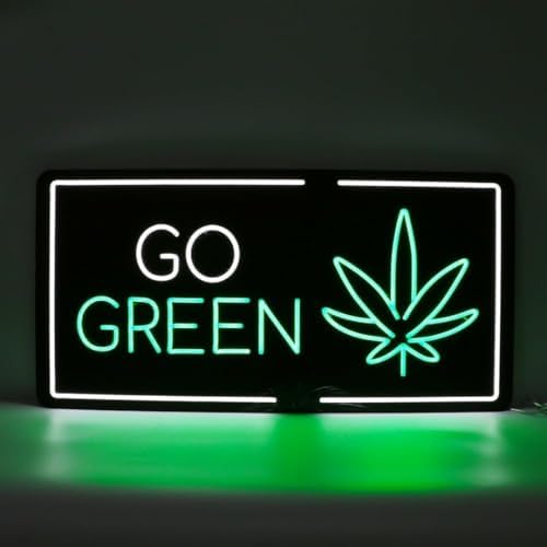 DFW Fixture Go Green LED Sign Board - 35 x 17 Inches Bright Wall Light ...