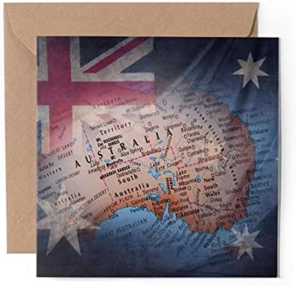 1 x Greeting Card Australian Flag Map Australia - Blank Birthday ...