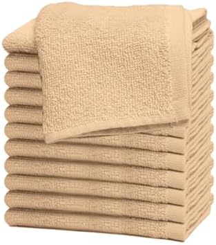 VINN DUNN® Hotel 100% Cotton Face Cloth, 12 Cotton Washcloths, Flannels ...
