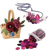 Amazon.com: TINGE TIME 11 Inch Wedding Bouquets for Bride, Burgundy ...