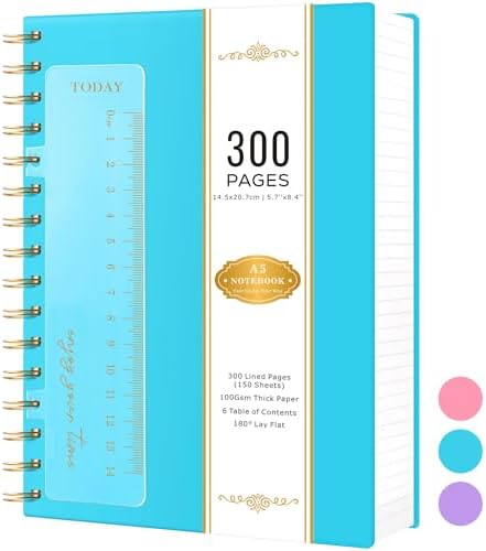 A5 Spiral Notebook, Hardcover Lined Journal for Women, PVC Cover Diary ...