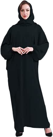 HOOTO Women One-Piece Full Cover Long Dress with Hijab Instant Modest ...