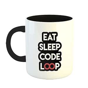 Buy YaaNaa - Printed Coffee Mug, Coding Theme - Eat Sleep Code Loop ...