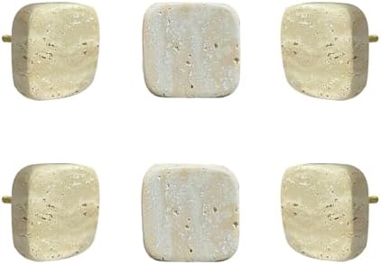 Perilla Home Set of 6 Marble Knobs for Cabinet & Drawers Decorative Travertine Oval Knobs for ...