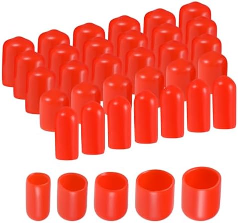 uxcell 100pcs Round Rubber End Caps 1/4" 3/8" 1/2" 5/8" 3/4" Red Vinyl ...