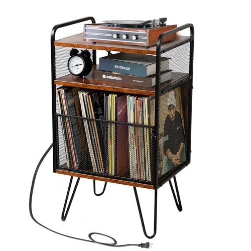 Snapklik.com : Hadulcet 3 Tier End Table, Record Player Stand