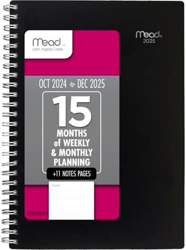 Mead 2025 Planner, Weekly & Monthly, 15-Month, 5-1/2" x 8-1/2", Small ...