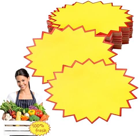 100Pcs Fluorescent Price Labels Starburst Retail Sale Price Signs for ...