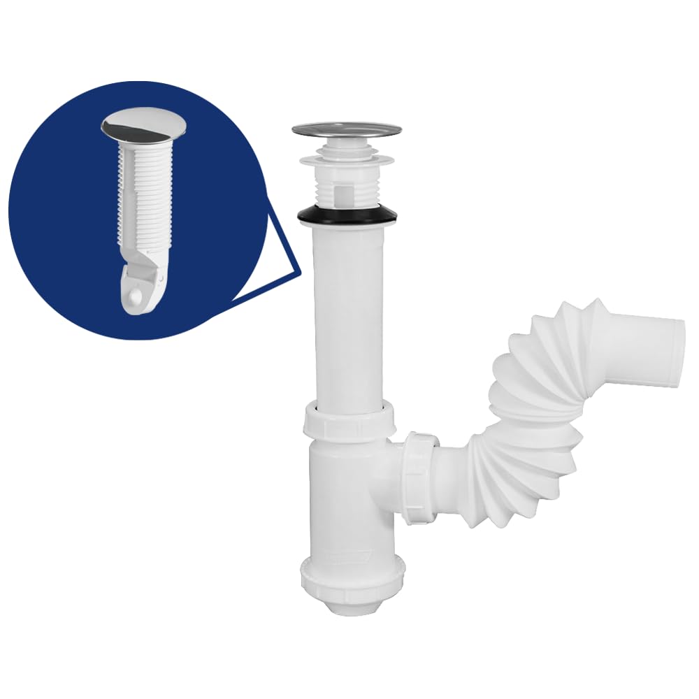 Fleximatic 2218A Céspol para lavabo, flexible, bote chico, con push ...