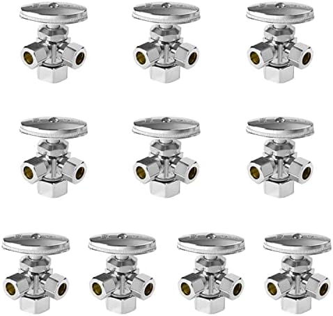 (Pack of 10) EFIELD Dual Compression Outlet Angle Stop Valve, Multi ...